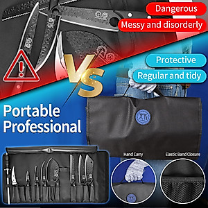 XYJ Professional Chef Knife Set with Bag Japanese Kitchen Knives Serbian Meat Cleaver for Camping Outdoor