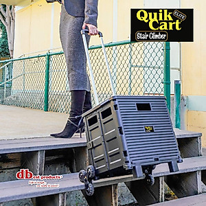 dbest products Quik Cart Elite Stair Climber Wheeled Rolling Crate Teacher Utility With seat Heavy Duty Collapsible Basket With Handle, Black