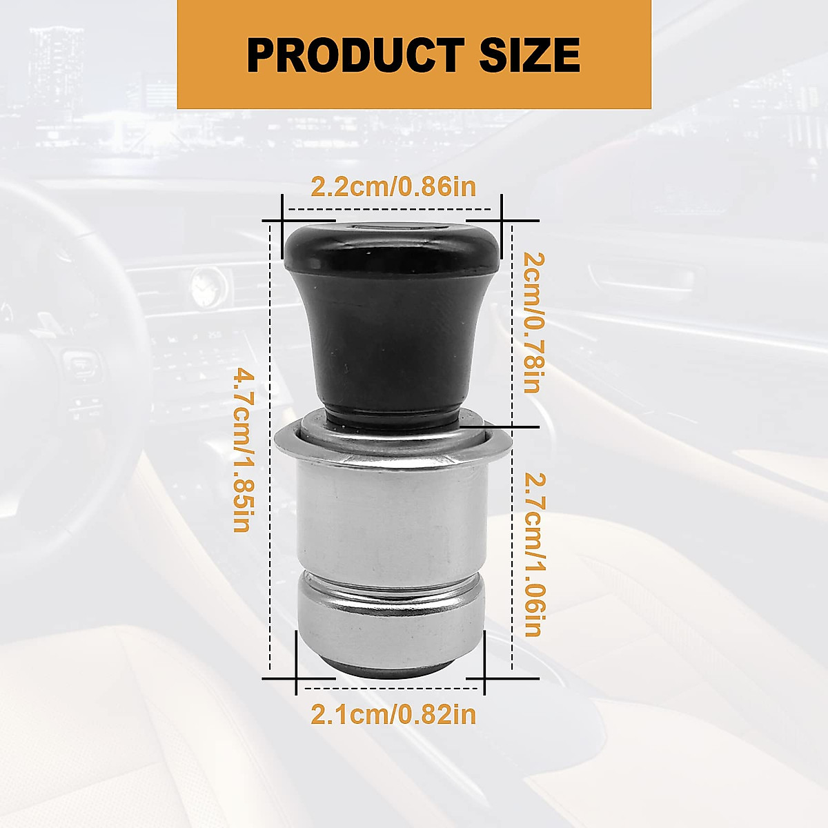 Car Lighter Cigarette, 12V Metal Plastic Construction Cigarette Lighter, 20mm Car Plug Cigarette Lighter, Car Power Plug Socket Output Automatic Cigarette Ignition Lighter Push Button Replacement