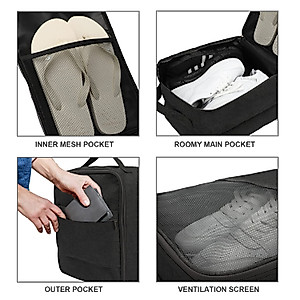 emissary Shoe Bag Holds 3 Pair of Shoes for Travel, Large Waterproof Shoe Bags for Storage, Shoe Bags for Travel With Pocket, Travel Shoe Bags for Packing, Sneaker Travel Bag for Women Men(Black)