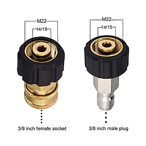M MINGLE Short High Pressure Washer Gun for Hot and Cold Water, Pressure Washer Hose Adapter Set, 5000 PSI