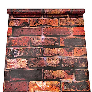 Yifely Country Rustic Brick Shelf Drawer Liner Prepasted Furniture Paper Coffee Shop Wall Sticker 17.7inch by 9.8 Feet