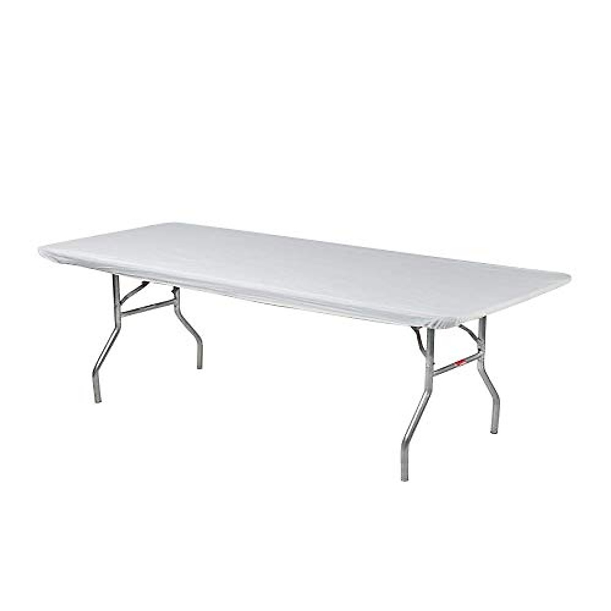 Kwik-Covers 8' Rectangle Plastic Table Covers 30" x 96", Bundle of 5 (White)