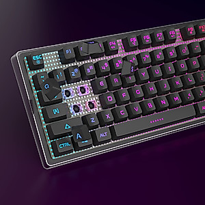 MageGee Gaming Keyboard, Rainbow Backlit LED Wired Gaming Keyboard with Clear Housing and Double-Shot Keycaps, K1 Waterproof Ergonomic 104 Keys Light Up Keyboard for PC Desktop Laptop, Black