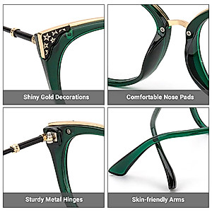 Zeelool Retro Oversized Blue Light Blocking Cat Eye Glasses for Women Dalton OP01934-02 Green