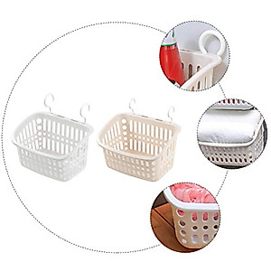 Cabilock Plastic Mesh Basket 2pcs Shower Caddy Basket Organizer Hanging Bathroom Shelf Wall Mounted Storage Rack for Sponge Shampoo Razors Conditioner Desk Organizer Basket