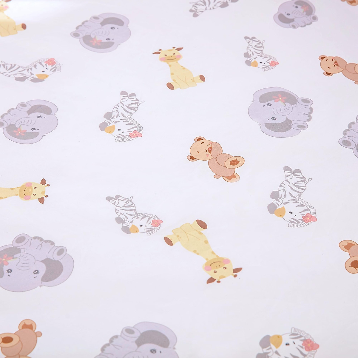 Baevellery Crib Bedding Set for Girls 3Piece Jungle Elephant Baby Girl Crib Bedding Set Nursery Crib Set for Baby Girl - Fitted Sheet Crib Comforter Crib Skirt