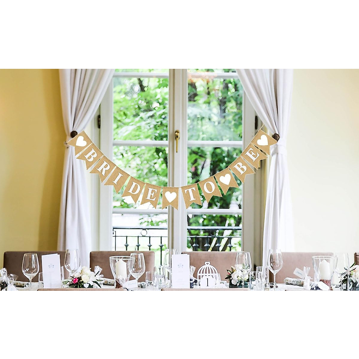 Burlap Bride To Be Banner Sign for Bridal Shower, Bachelorette, Wedding Party Decorations