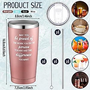 Rtteri 4 Pcs Employee Appreciation Gifts Bulk Thank You Gifts for Coworkers 20 oz Stainless Steel Insulated Motivational Tumbler Travel Mug Inspirational Gifts for Women(Colorful)
