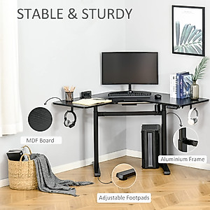 Vinsetto 65.75" Adjustable Height Standing Desk, V-Shaped Computer Desk Workstation for Home, Office, Black