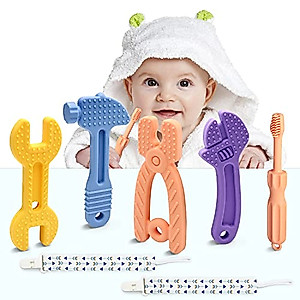 Baby Boy Toys - Baby Molar Teether Teething Toys 0-6 Months 6-12 - Soothe Babies Sore Gums Chew Toys - BPA Free Silicone - 7 Pack