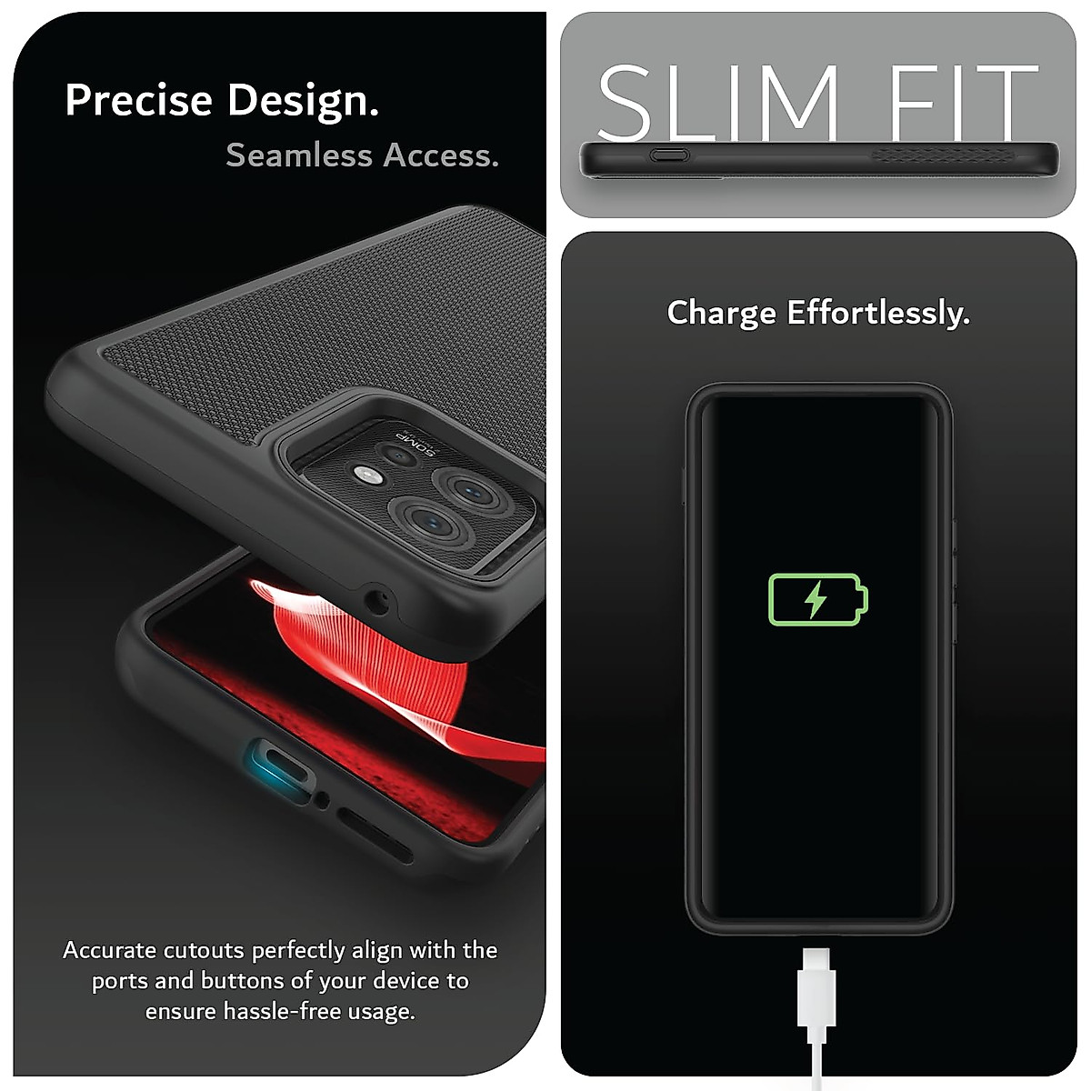 TUDIA DualShield Grip Designed for Motorola ThinkPhone Case (2023), [MergeGrip] Dual Layer Shockproof Slim Military Grade Non-Slip Tough Heavy Duty Protective Phone Case Cover (Matte Black)