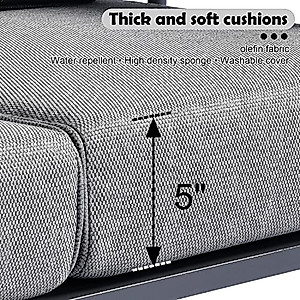 HOOOWOOO Aluminum Patio Furniture Set Outdoor Patio Conversation Set,7 Pieces Weather Resistant Outdoor Furniture Sofa Set with Armrest Cushion,Gray Frame Gray Cushion