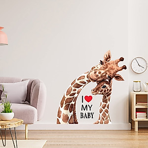 Animal Wall Stickers,Giraffe Wall Decals,Peel and Stick Removable Wall Decor DIY Art Mural Decoration,Jungle Wallpaper for Kids Baby Nursery Kindergarten Boys Girls Bedroom Living Room