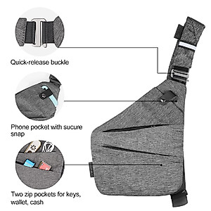 KOSMCCO Smell Proof Sling Bag, Unisex Activated Carbon Lining Over the Shoulder Sling Smell Proof Bag Chest Bag for Travel, Grey
