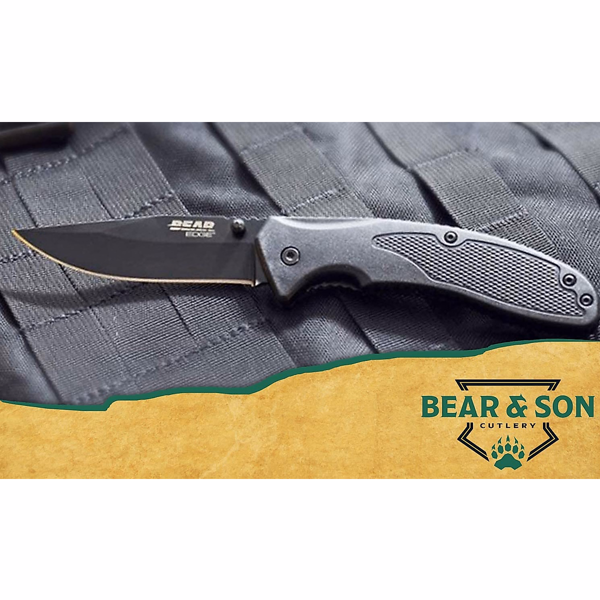 Bear Edge Zytel Sideliner, 3.5” 440 High Carbon Stainless Steel Blade, Black Zytel Handles, Assisted Opening with Reversible Pocket Clip (61106)