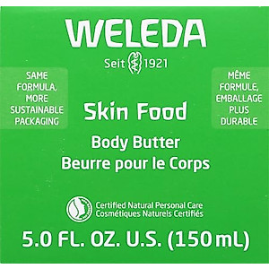 Weleda Skin Food Body Butter 5 Fluid Ounce, Sustainable Glass Jar, Plant Rich Hydrating Moisturizer with Shea and Cocoa Butter, Sweet Almond Oil and Pansy