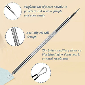 Blackhead Remover Pimple Popper Tool Kit, 6-in-1 Blackhead Comedone Acne Blemish Pimple Extractor Tool Kit Tweezers Kit Skin Care Tools for Face