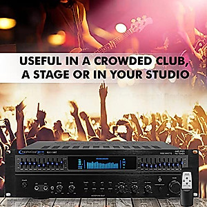 Technical Pro Professional 1500 watts Power Bluetooth Receiver with Built-in Equalizer, 5.1 Channel Home Theater, Dual Mic Inputs, 5 Band EQ & FM Radio