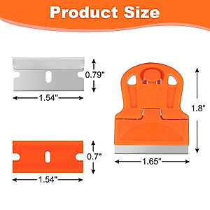 WEGAZ-4 Pcs Mini Plastic Razor Blade Scraper Tool，Plastic Scraper，Cleaning Scraper Tool，Glass Scraper，Window Scraper，Stove Scraper Tool，Equipped with 20 Blades.