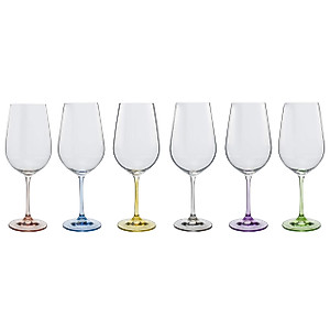 David Shaw BC180-550 Bohemia Rainbow Wine Glass, Set of 6, Colors may vary, 550ml/19.5 oz