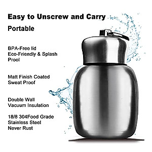 7oz/200mL Small Mini Vacuum Insulated Water Bottle Portable Leakproof Travel Mug Stainless Steel Cold and Hot Thermal Flask for Kids Children Women School Office Lunch Coffee Milk Tea (Original color)