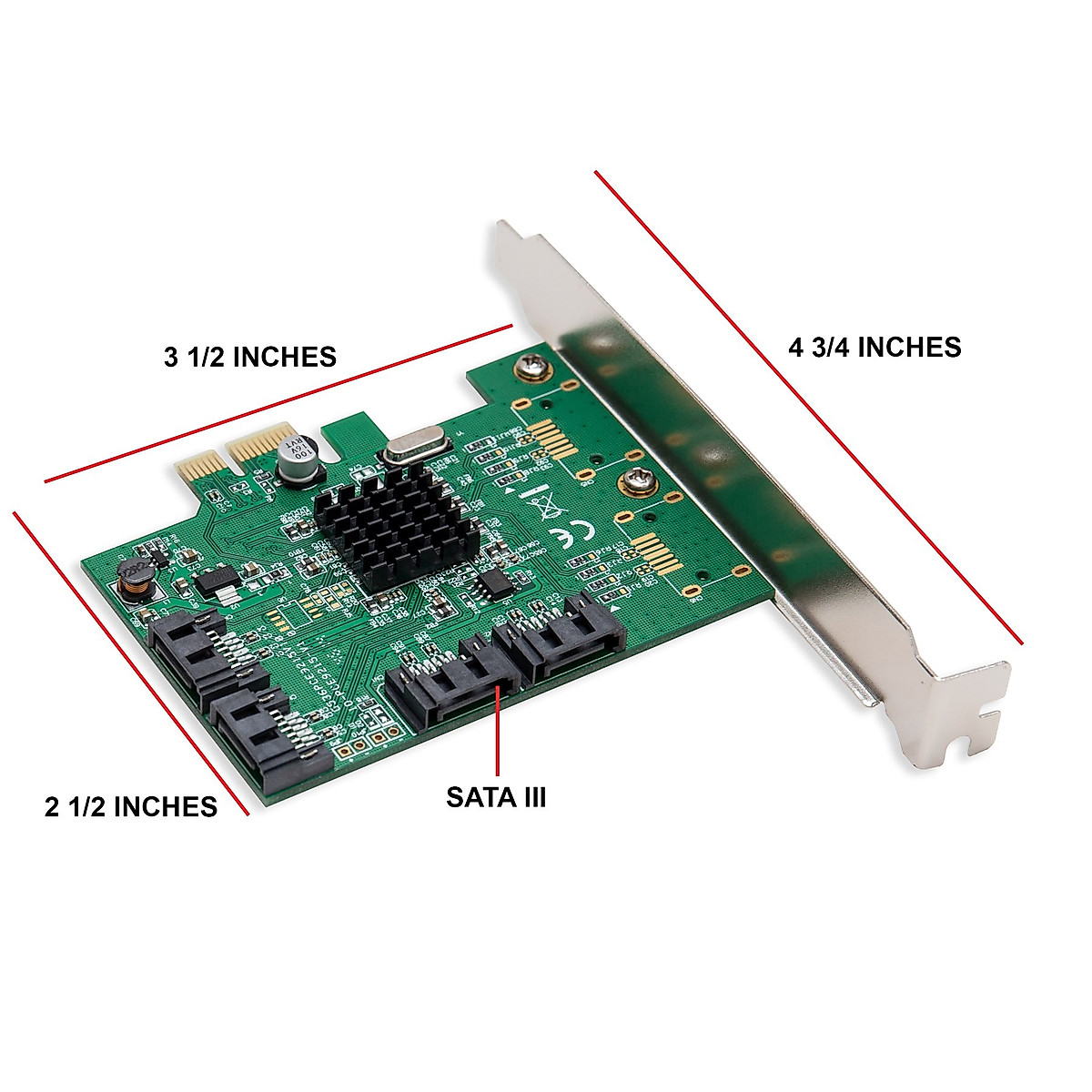 I/O Crest 4 Port SATA III PCI-e 2.0 x1 Controller Card Marvell 9215 Non-Raid with Low Profile Bracket SI-PEX40064