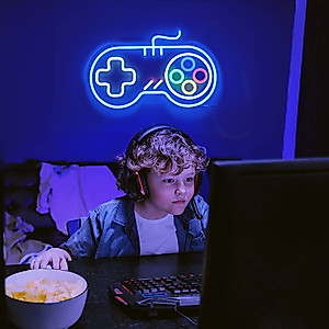GOVZERY Cool Gamepad Neon Signs for Boys Room Decor 16.5''x10'' LED Neon Light Sign for Bedroom Wall Decor Gaming Decor for Boys Room Kids Game Room Teen Room Man cave (Blue-dimmable)