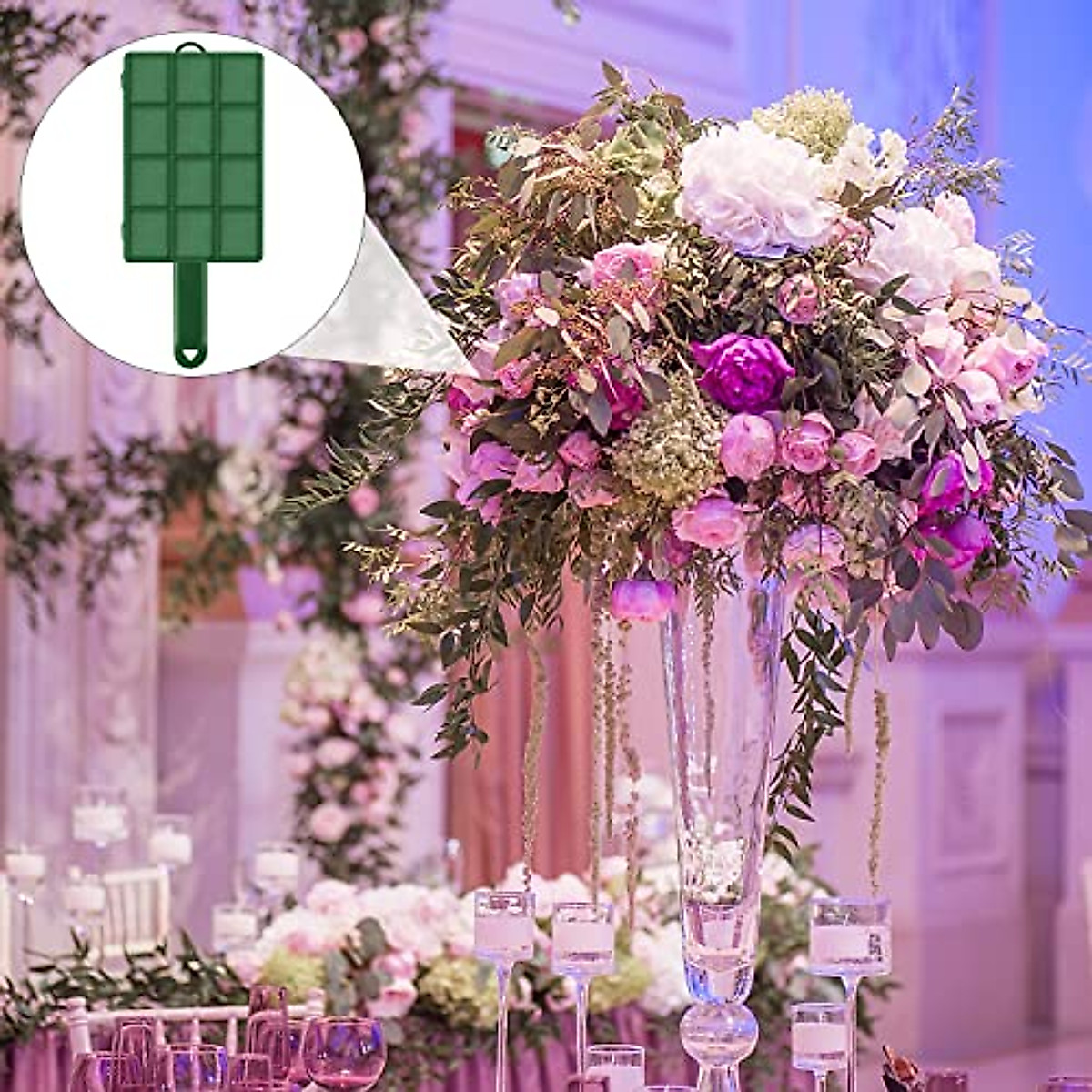 Hahood 2 Pieces Floral Foam Cage with Floral Foam Flower Arrangement Foam Cage with Handle Rectangle Flower Foam Cage Holder for Fresh Flowers, Home Party Decoration, 11.8 x 4.9 x 3.1 Inches