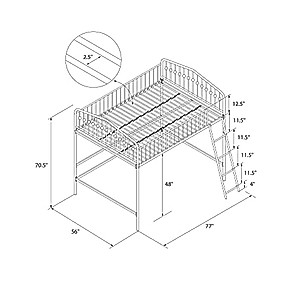 Novogratz Bushwick Metal Full Loft Bed, Off White