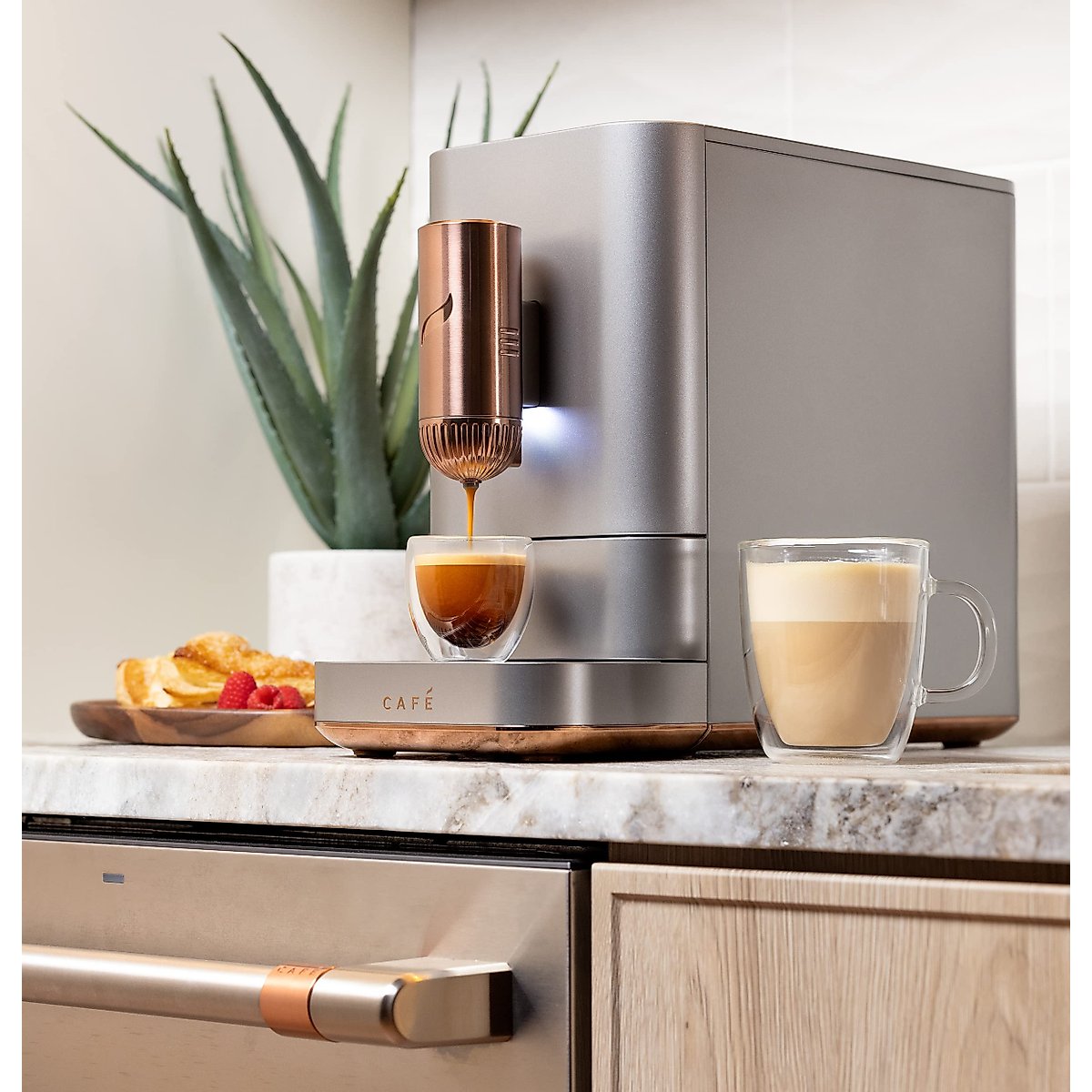 Café Affetto Automatic Espresso Machine | Brew in 90 Seconds | 20 Bar Pump Pressure for Balanced Extraction | Five Adjustable Grind Size Levels | WiFi Connected for Drink Customization | Steel Silver