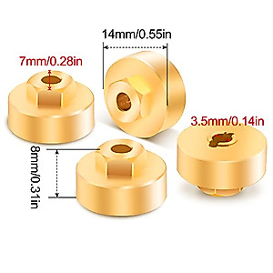 OGRC 4PCS Brass Wheel Weights 28g Wheel Weights with 8mm Hex Extended Adapter for Axial SCX24 C10 Jeep JLU Gladiator Bronco Deadbolt RC Crawler Car - 7g/pc