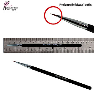 Pointed Eyeliner Brush - Ultra Fine Premium Synthetic Vegan Bristles - Precision Gel Eye Liner Brush for Makeup Artist-Quality Results, Cruelty Free by Mommy Makeup