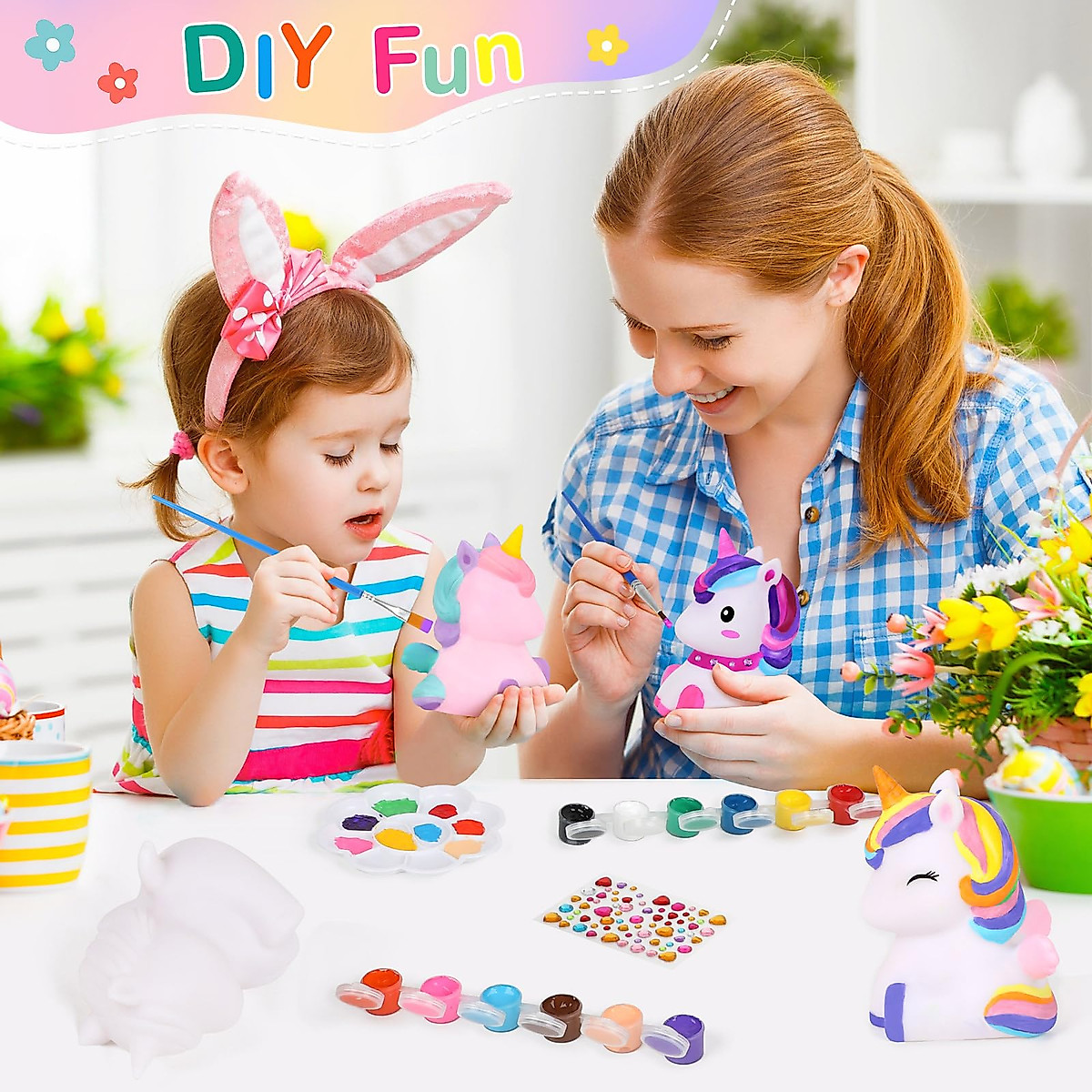 dededa 2Pcs Paint Your Own Unicorn Night Light Art Kit, Arts and Crafts for Kids Ages 4-8,Unicorn Toys Unicorns Gifts for Girls Ages 6-8 Painting Kit for Kids 4 5 6 7 8 9 10 11 12+