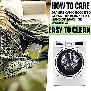 PANGUSHAN Boho Couch Cover Blanket - Boho Tribal Woven Chenille Throw Blanket wiz Tassel, Bohemian Hippie Decor for Bed Sofa Loveseat Recliner(Beige Blue, 60x75)