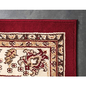 Unique Loom Sialk Hill Collection Area Rug - Washington (4' 1" x 6' 1" Rectangle Burgundy/Cream)