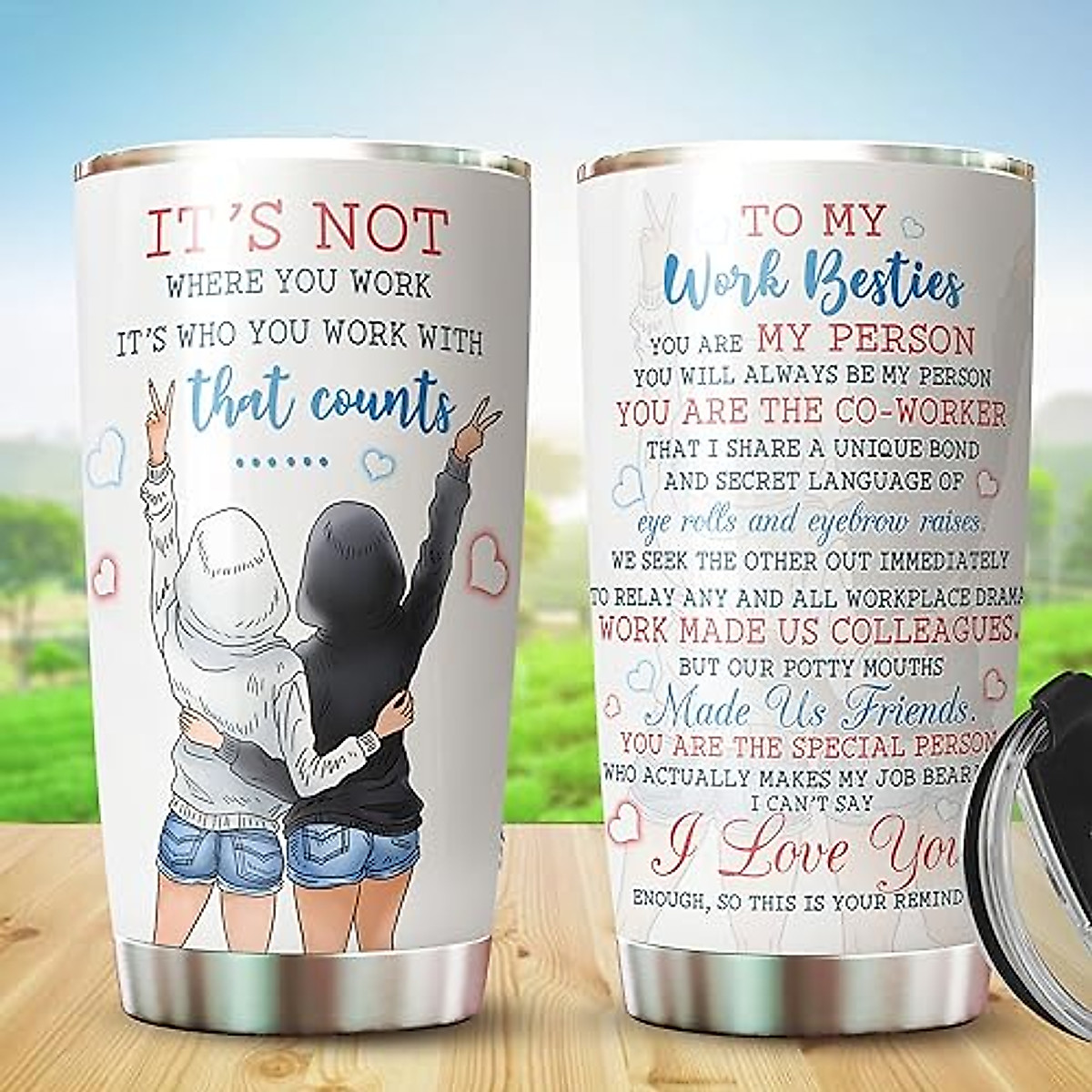 YANBI Work Bestie Tumbler For Women - Gifts For Best Friend Women - Gifts for Women Bestie - Bestie Cup - To My Work Bestie Tumbler - Bestie Mug - Gifts For Friend Female