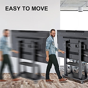 XINLEI Rolling TV Stand with Wheels Heavy Duty Mobile TV Cart for Most 40-100 Inch Flat/Curved Screens, Portable TV Floor Stand with Shelf Large Base, Max VESA 900x600, up to 330 lbs