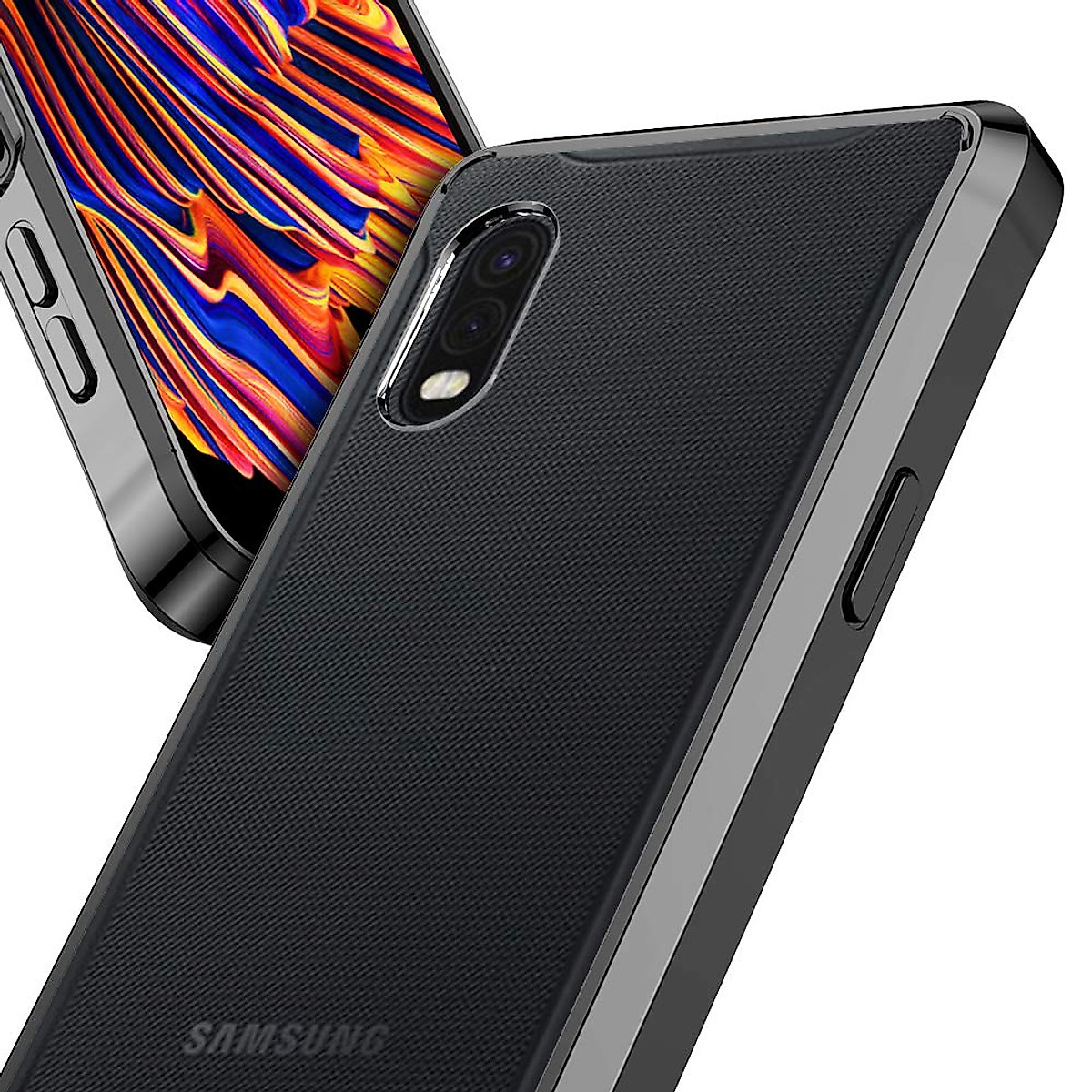 CASEVASN Samsung Galaxy Xcover Pro Case, [Shock-Absorption] Air Hybrid Defender Shockproof Anti-Drop Crystal TPU Bumper + [Clear] Hard Back Protective Case for Galaxy Xcover Pro -Black