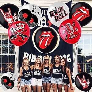 Rock and Roll Party Decoration Balloons 12'' Latex Balloons for Music Theme Party Decorations 1950's Birthday Party Supplies 50s 60s Rock Party Favors