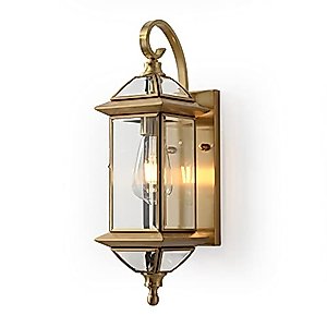 Milaii Outdoor Wall Light with Clear Glass Waterproof Exterior Light Fixtures Oil Rubbed Brass 18.5 inch Copper Wall Mount Lights for for Patio Garage Front Porch (Bulb not Included)