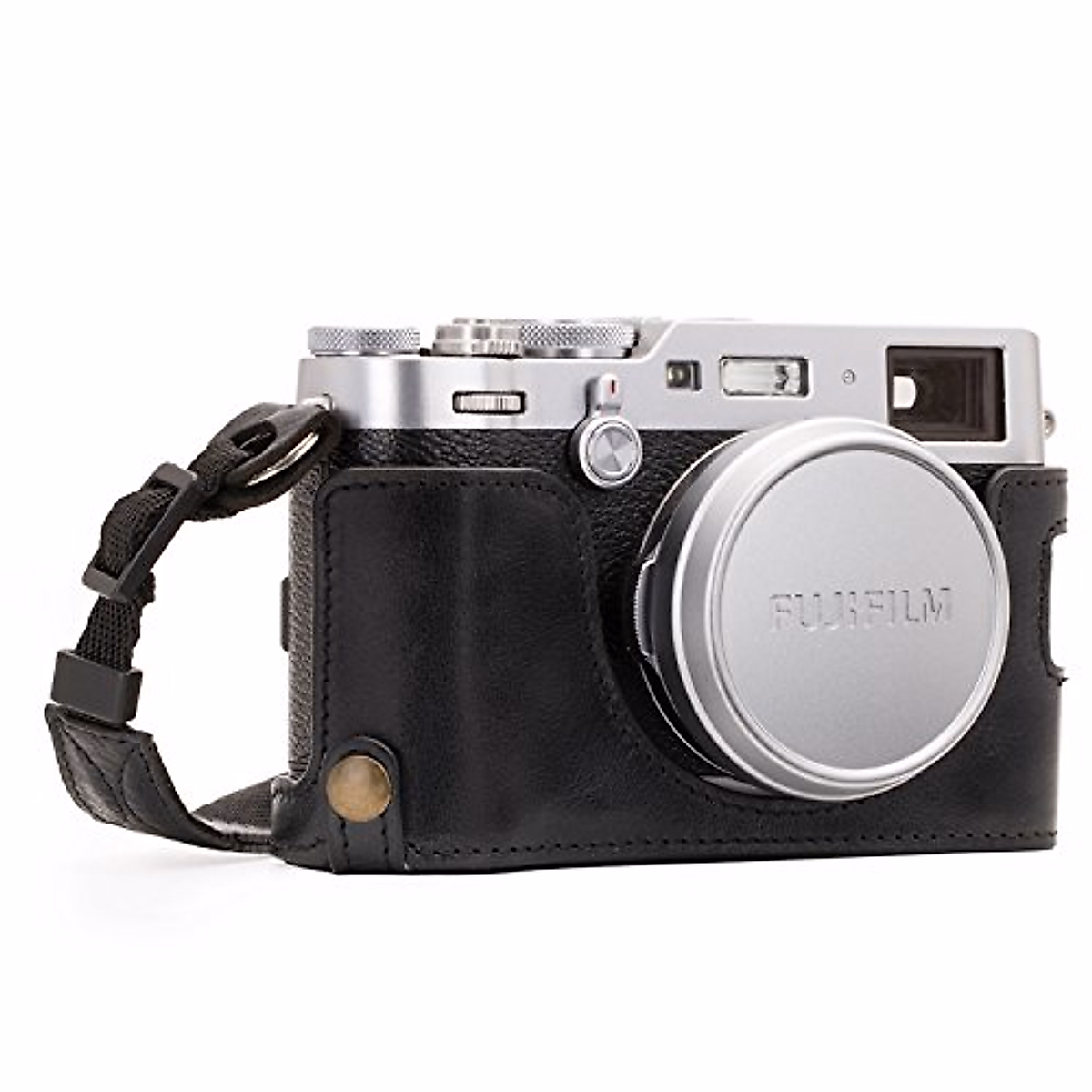 Megagear Fujifilm X100F Ever Ready Genuine Leather Camera Half Case And Strap, With Battery Access - Black - MG1281