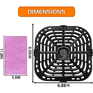 Air Fryer Grill Pan for Instants Vortex 2QT Mini Air Fryer Oven, Premium Air Fryer Grill Crisper Plate, Air Fryer Grate Grid with Rubber Tabs for Instants 2QT Air Fryer, Nonstick, Dishwasher Safe