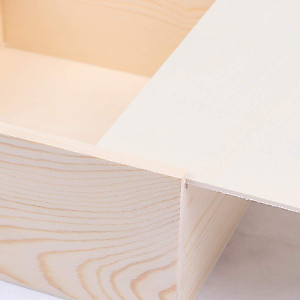 STOBOK Wood Storage Box with Sliding Top Wooden Box Unfinished Wood Box Case Container Square Wood Case Diy Craft Jewelry Box Christmas Wedding Party Box (19.6x19.6x7.6cm)