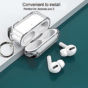 Xuyoz Airpods Pro 2nd Generation Case Cover, Airpods pro 2 Case, Clear Soft TPU Rugged Shockproof Air pod pro 2 Protective Case for Men Women with Keychain Clip for Airpods pro 2nd 2022