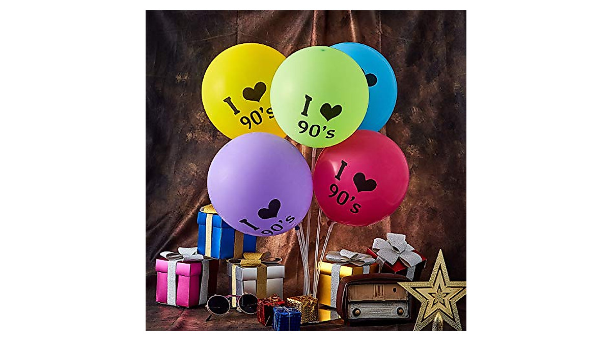 90s Themed Party Balloons - Bright “I Love 90s” Latex Pack
