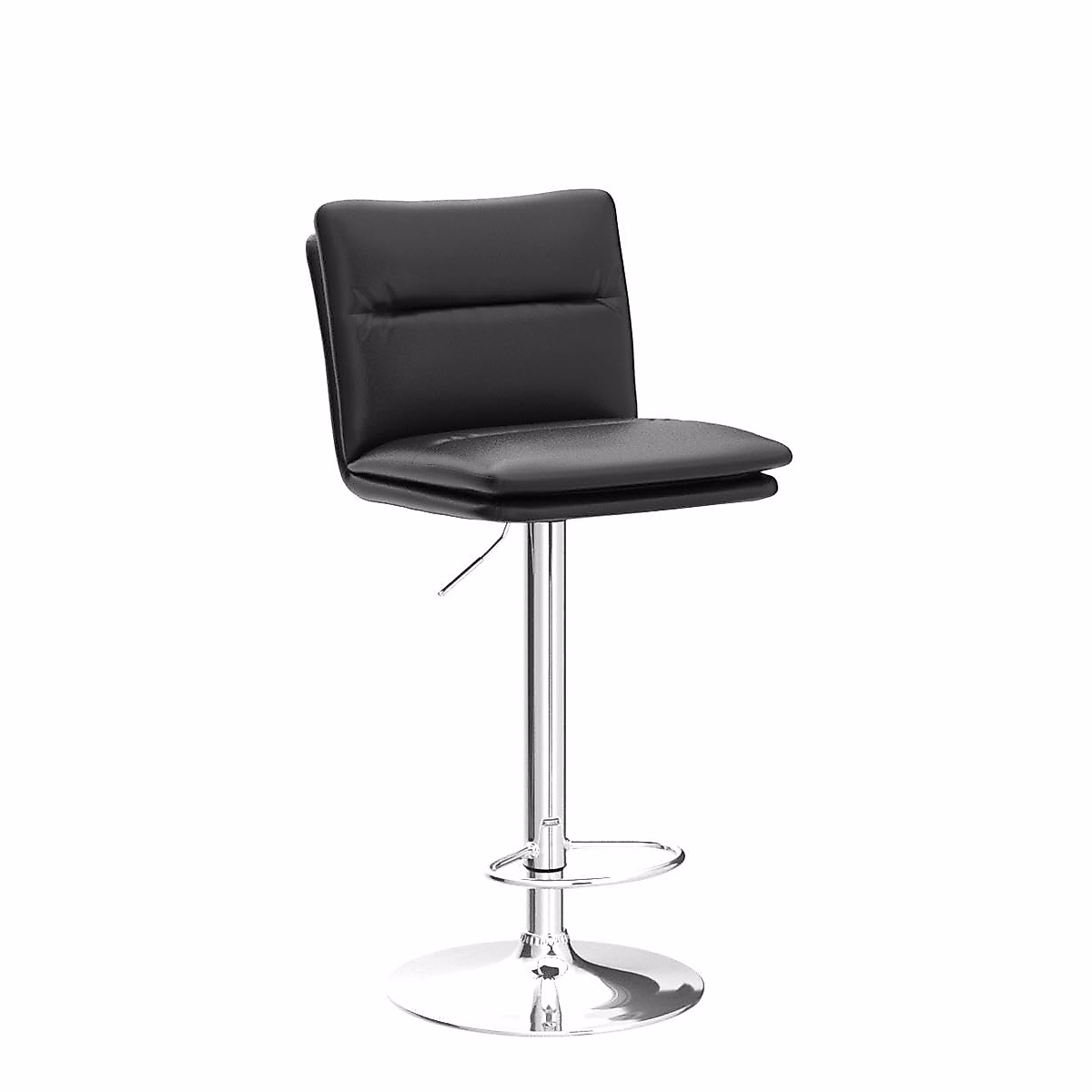 Luonavei Modern Bar Stools Set of 2 Counter Height Bar Stool with Back, Faux Leather Upholstered Barstools Modern Adjustable Swivel Bar Chairs for Home Kitchen Island (Black- S1, Set of 2)