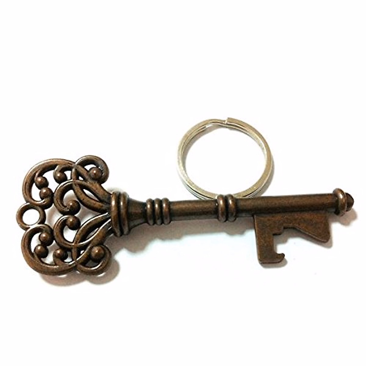 Butler in the Home® Bottle Butler Beer Bottle Opener Keychain Skeleton Key Soda Keychain, Antique Bronze