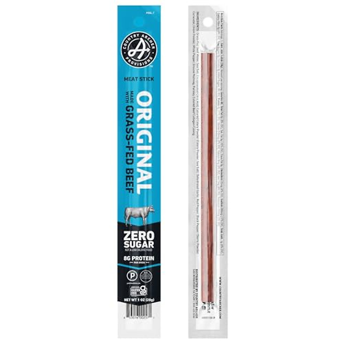 Original Jerky Beef Sticks by Country Archer, 100% Grass-Fed Beef, Gluten Free, High Protein Snacks, 1 Ounce, 18 Count