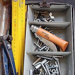 Opinel No.08 Carbon Steel Folding Pocket Knife with Beechwood Handle, Brown (2540089)